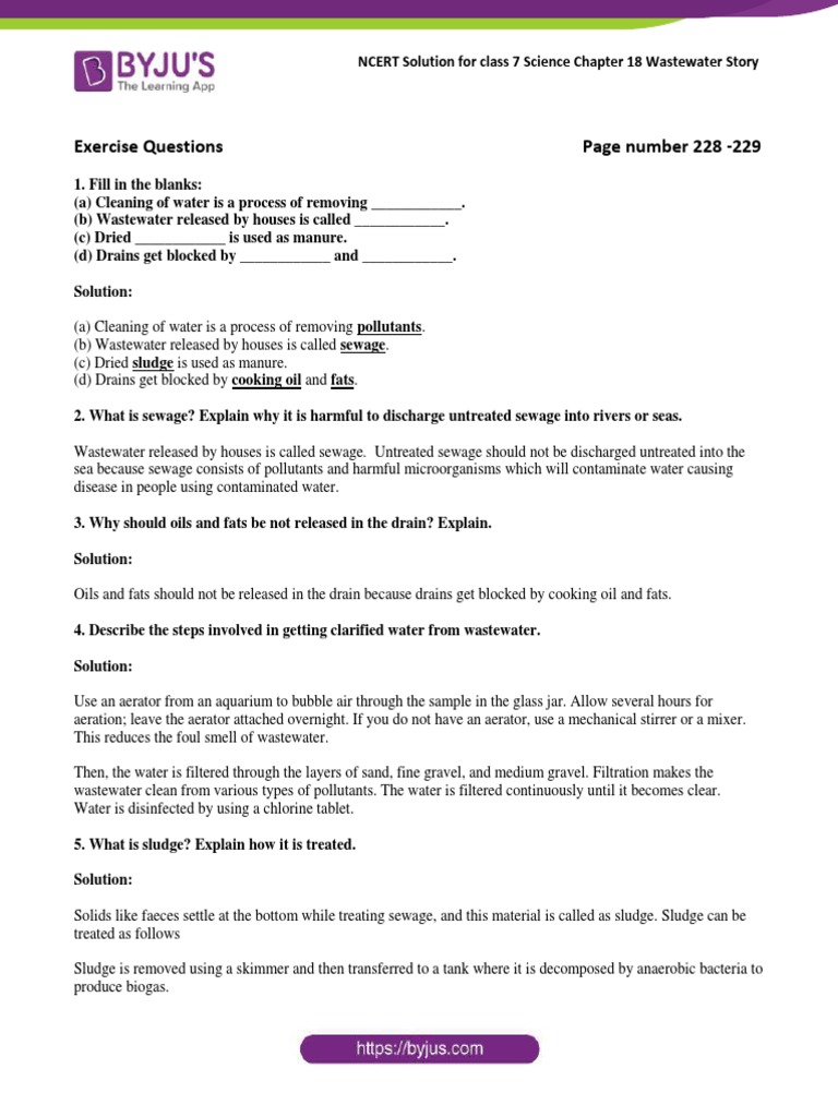 Ncert Solutions Mar3 For Cbse Class 7 Science Chapter 18 | PDF | Sewage ...