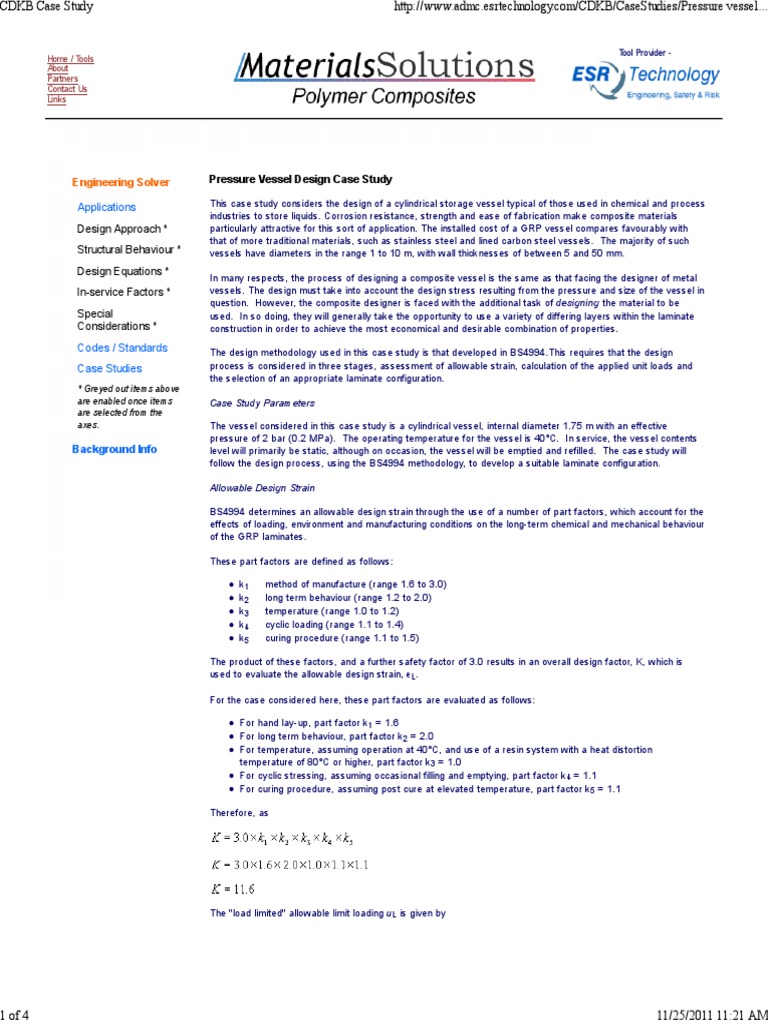 Pressure Vessel Design Case Study | PDF | Composite Material | Fiberglass