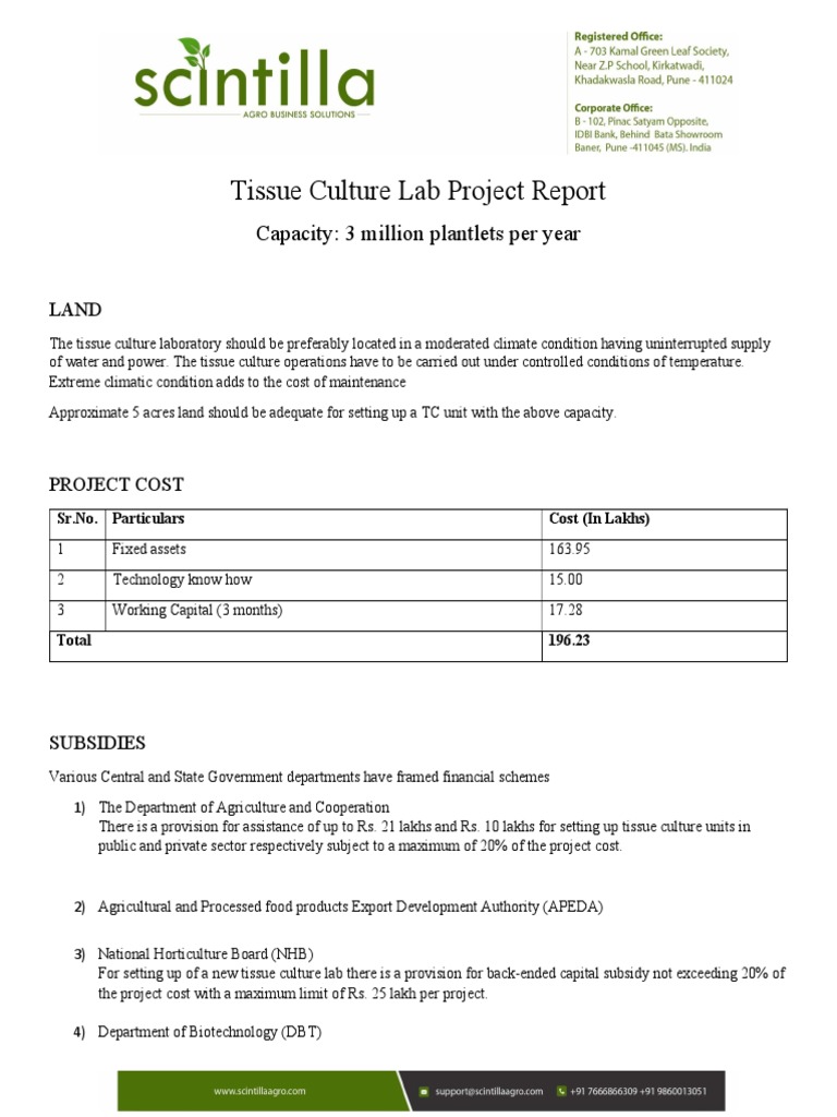 Tissue Culture Lab Project Report | PDF | Greenhouse | Plants