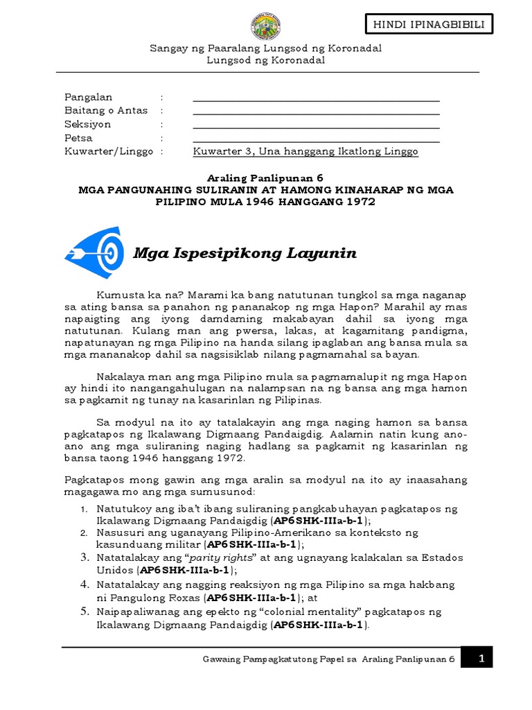 Las Ap6 Quarter3 Week1 | PDF