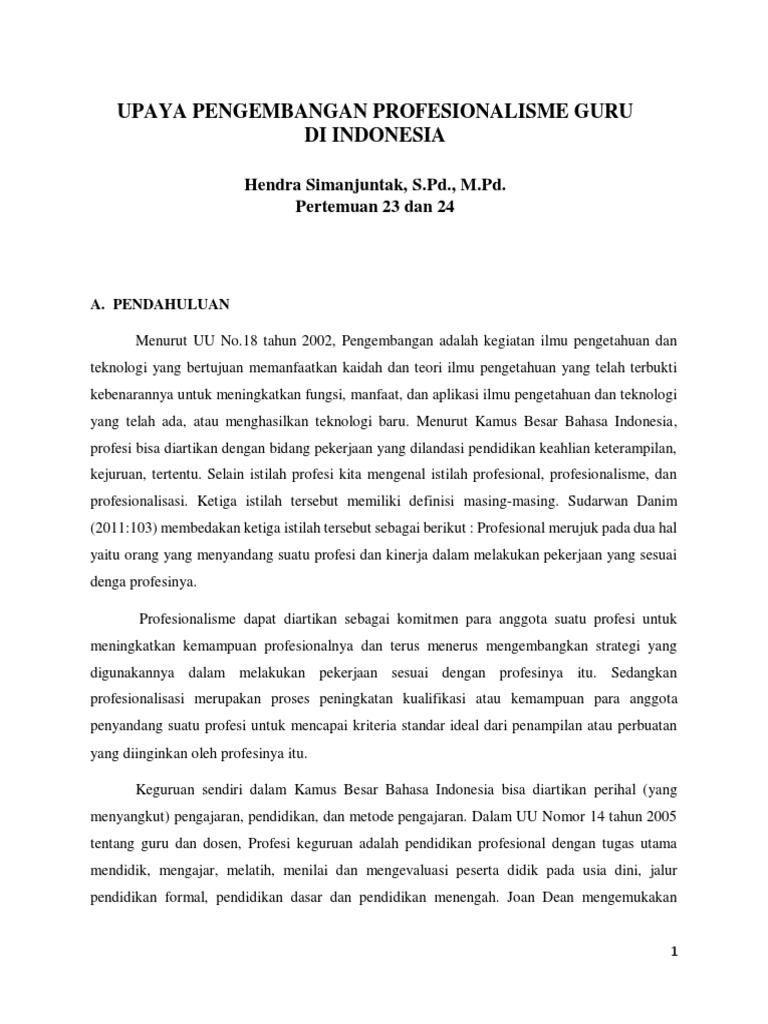 Upaya Profesionalisme Guru | PDF | Karier & Perkembangan