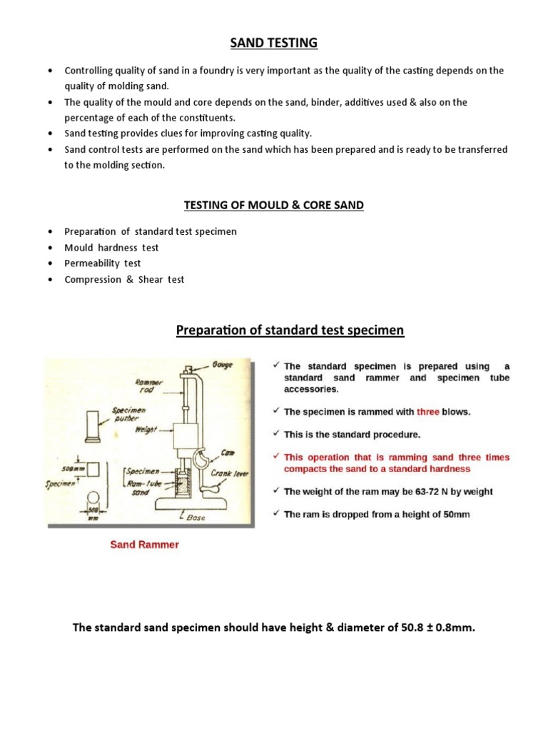 Sand Testing Methods for Foundries | PDF | Home & Garden | Technology ...