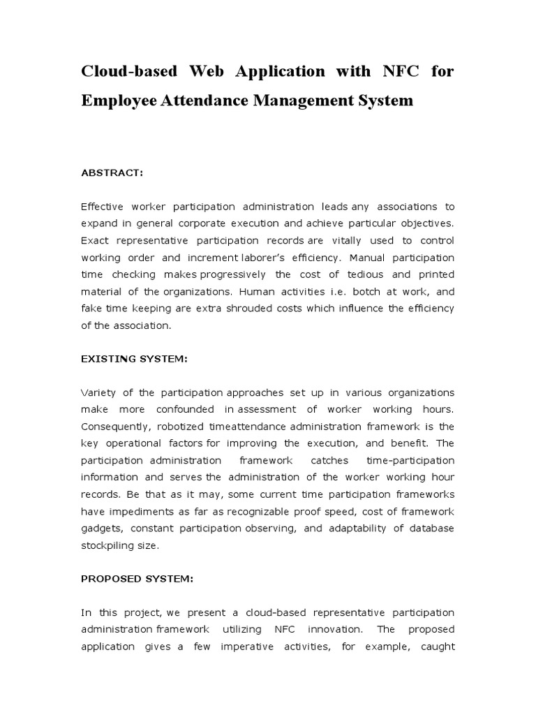 Cloud-Based Web Application With NFC For Employee Attendance Management ...