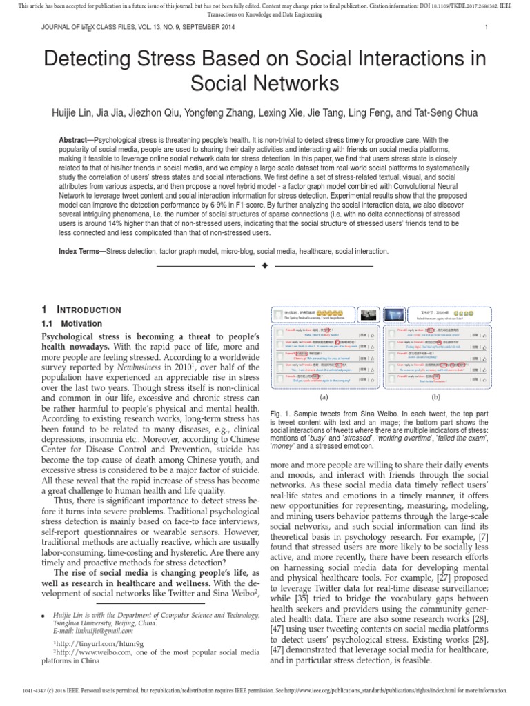 Detecting Stress Based On Social Interactions in Social Networks | PDF ...