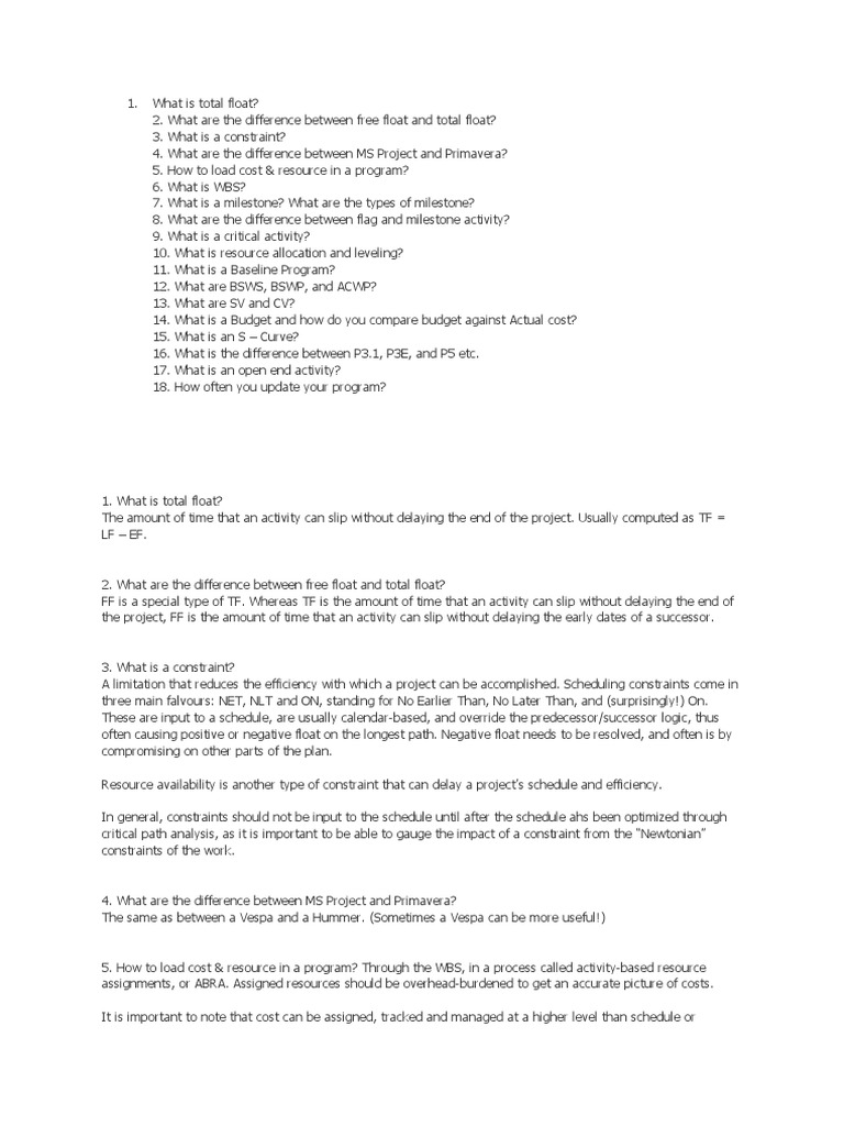What is total float and other key project planning terms | PDF | Business