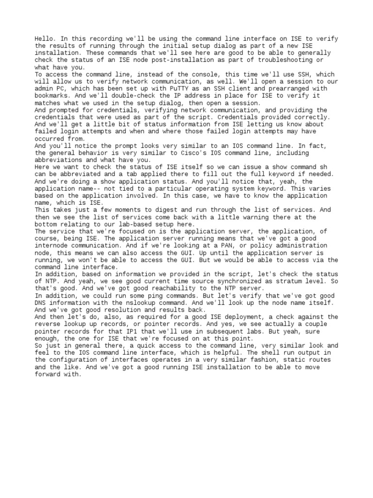 01 - Verify ISE Setup Using CLI | PDF | Command Line Interface | Computer Mediated Communication