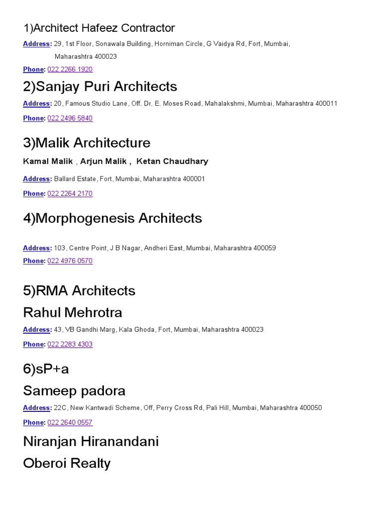 Architect List | PDF