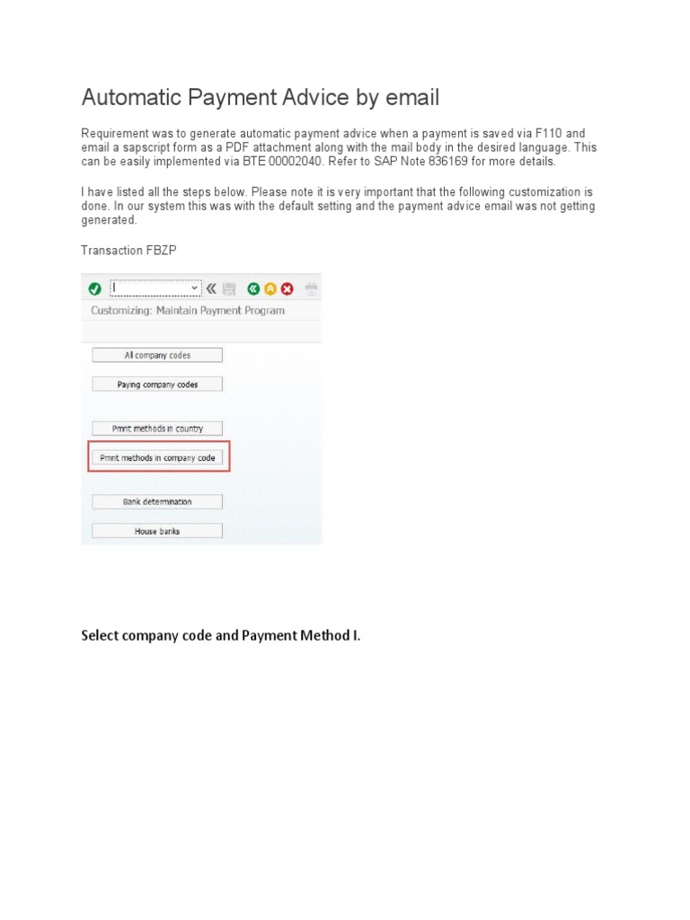 Automatic Payment Advice by Email | PDF
