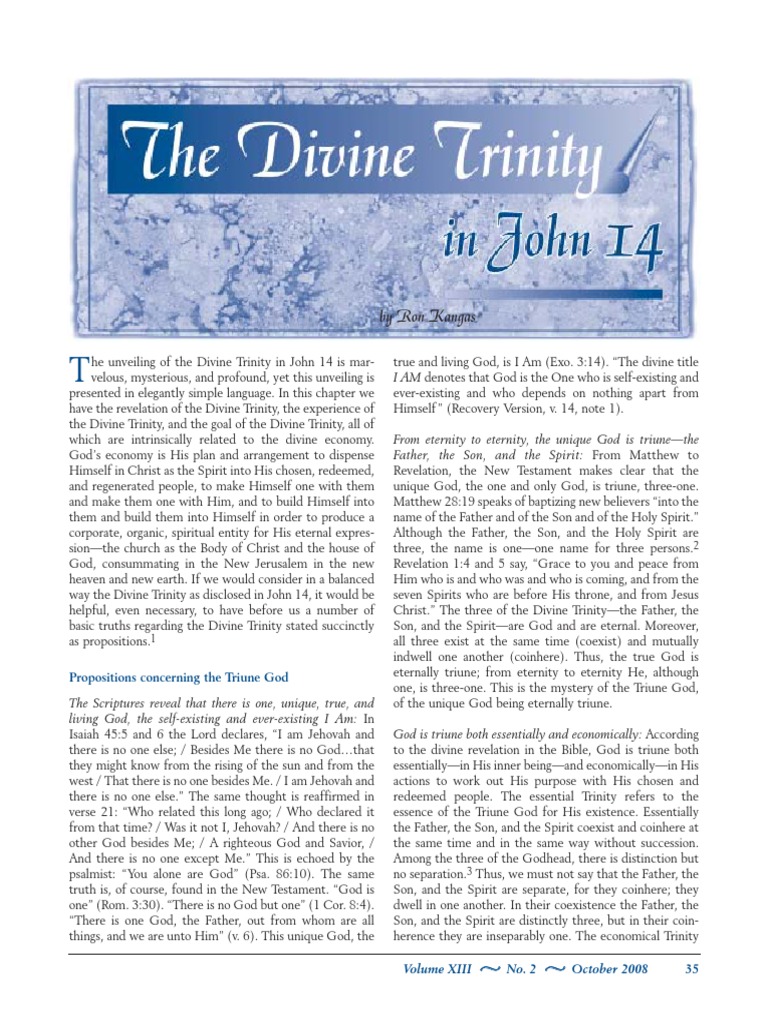 By Ron Kangas: Propositions Concerning The Triune God | PDF | Trinity ...