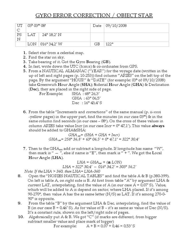 Gyro - Error Object Star | PDF | Latitude | Metrology