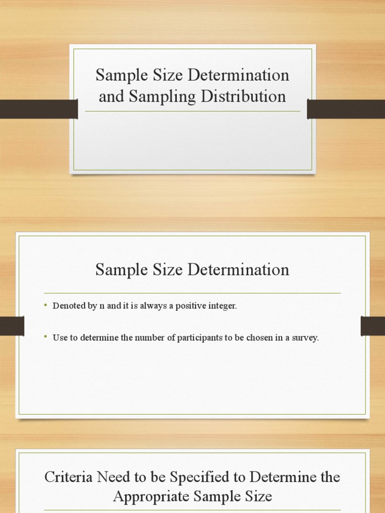 Sample Size Determination and Sampling Distribution | PDF | Sample Size ...