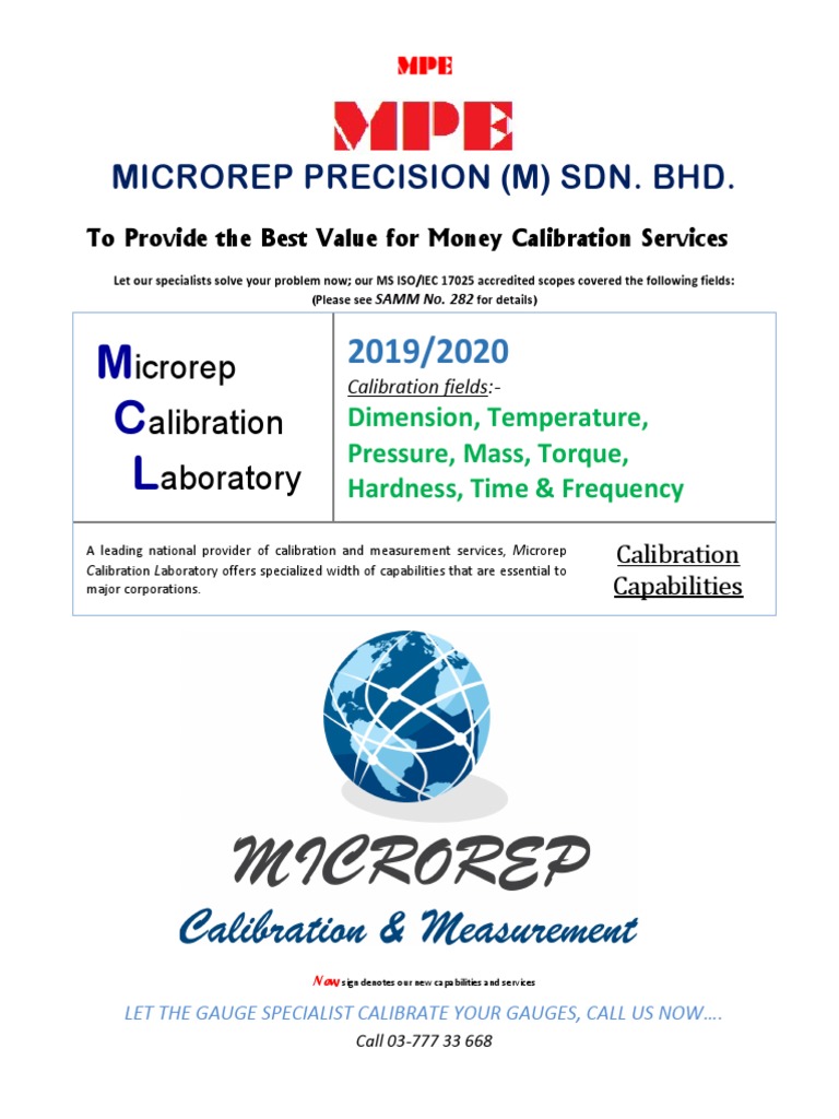 Microrep Calibration Laboratory - Capability 2019-1 | PDF | Calibration ...