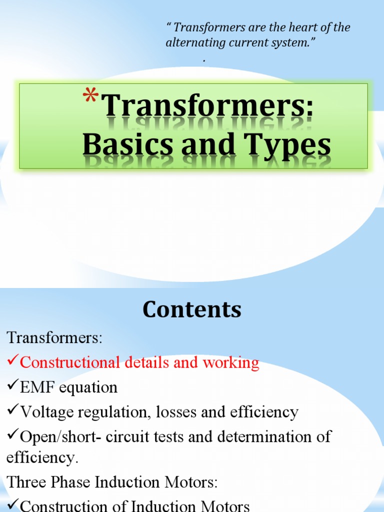 Beee Unit III - Lecture 1 | PDF | Transformer | Electromagnetic Induction