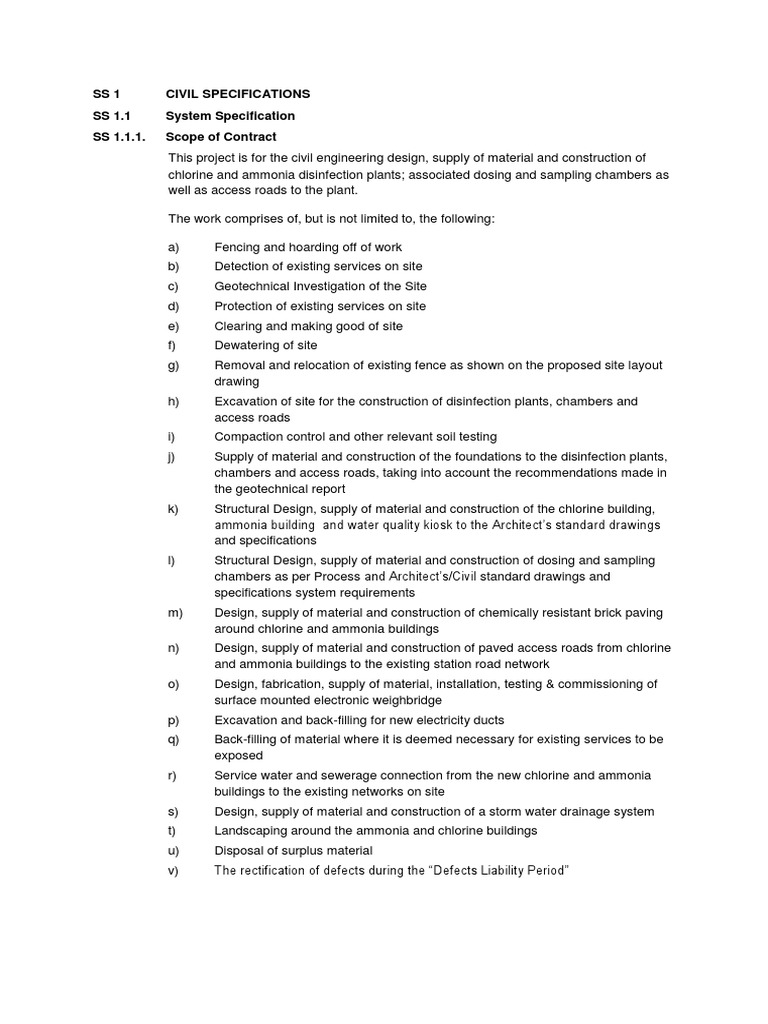 SS1 Civil Specifications SS 1.1 System Specification SS 1.1.1. Scope of ...