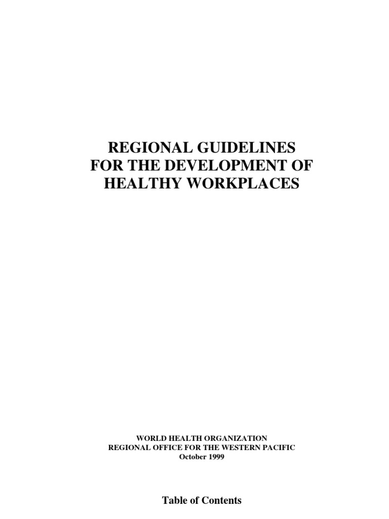 Healthy Workplaces Guidelines | PDF | Health Promotion | Occupational ...