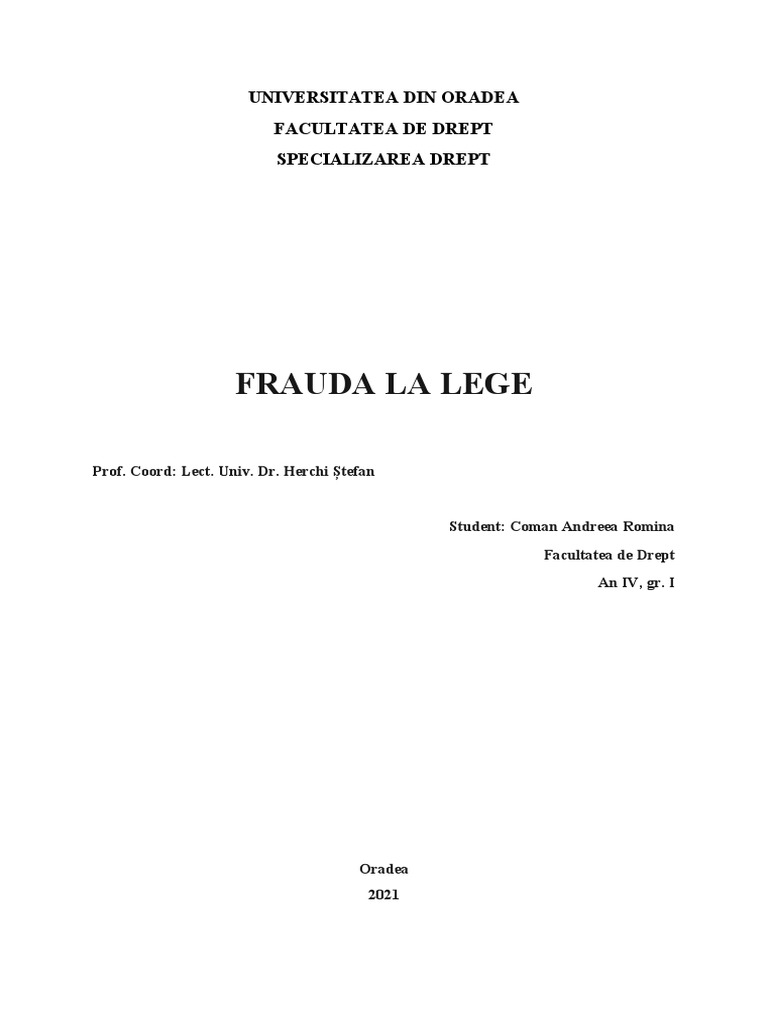 Frauda La Lege - Coman Andreea | PDF