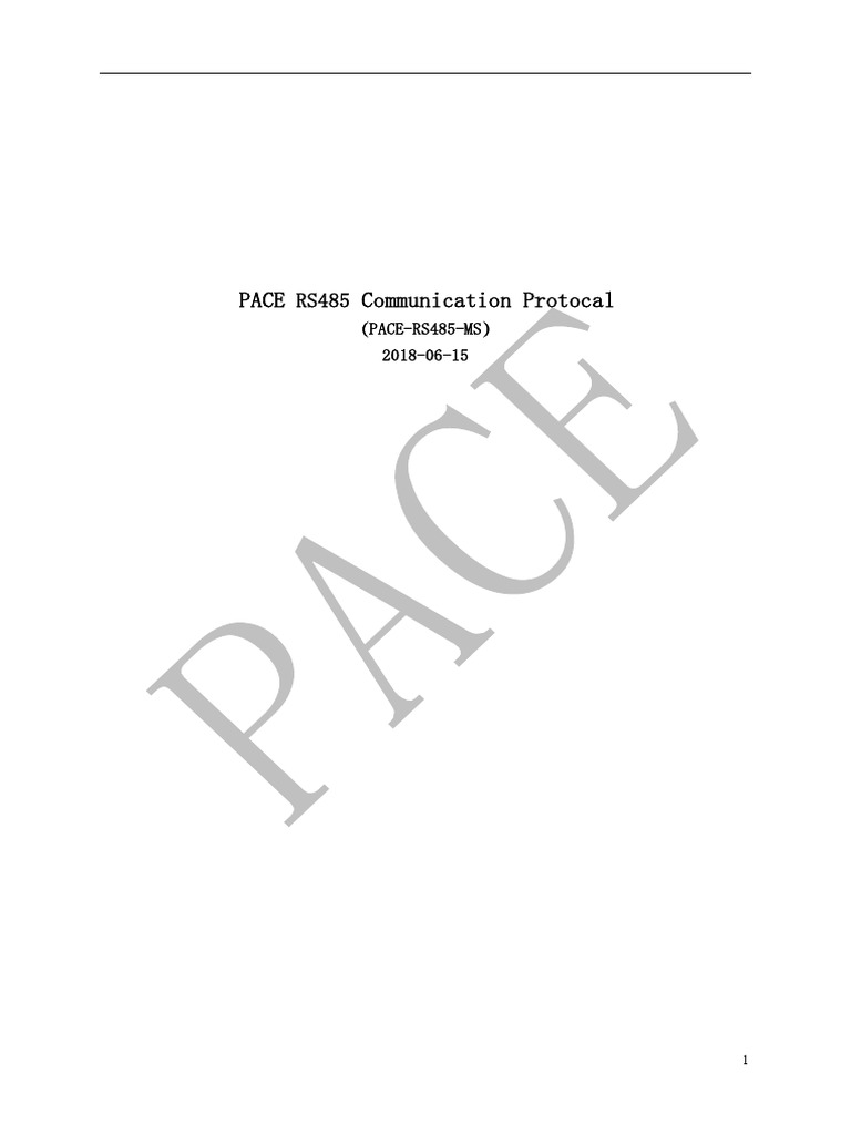 PACERS485 Communication Protocol PACE RS485 MS 20180615 | PDF | Integer (Computer Science ...