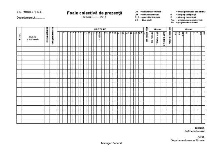 Model Fisa Pontaj | PDF