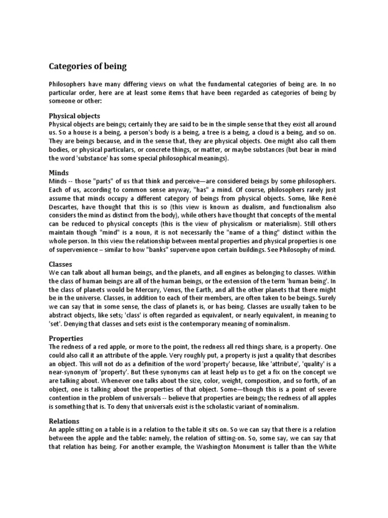 Categories of Being | PDF