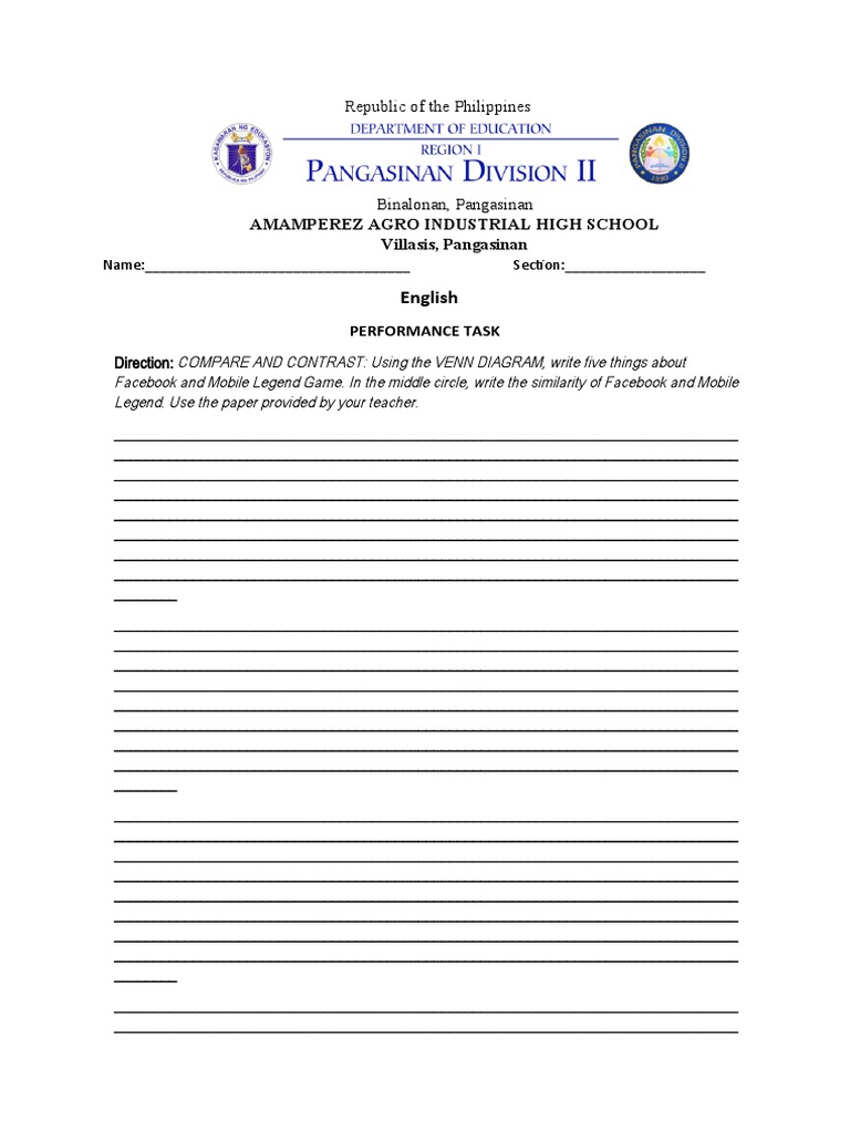 English 8 Performance Task | PDF | Infographics | Teaching Mathematics