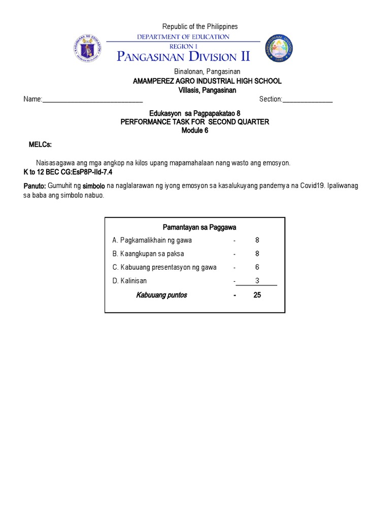 Performance Tasks in ESP AP | PDF