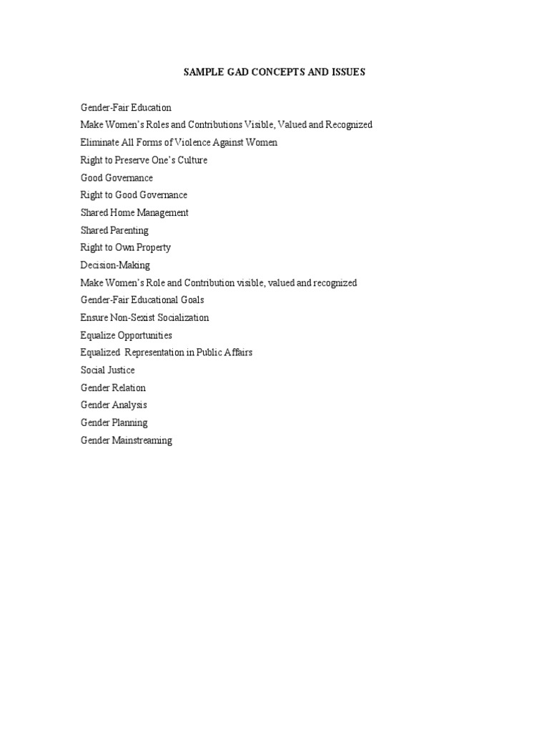 Sample Gad Concepts and Issues | PDF