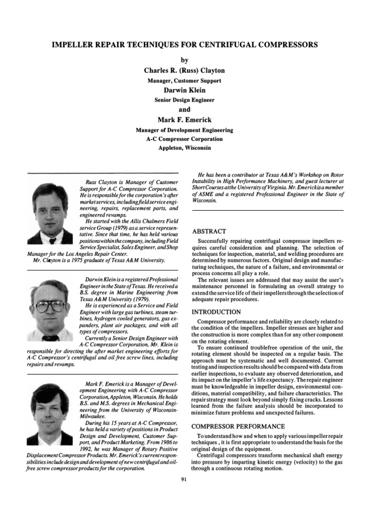 Impeller Repair Techniques For Centrifugal Compressors by Charles R ...