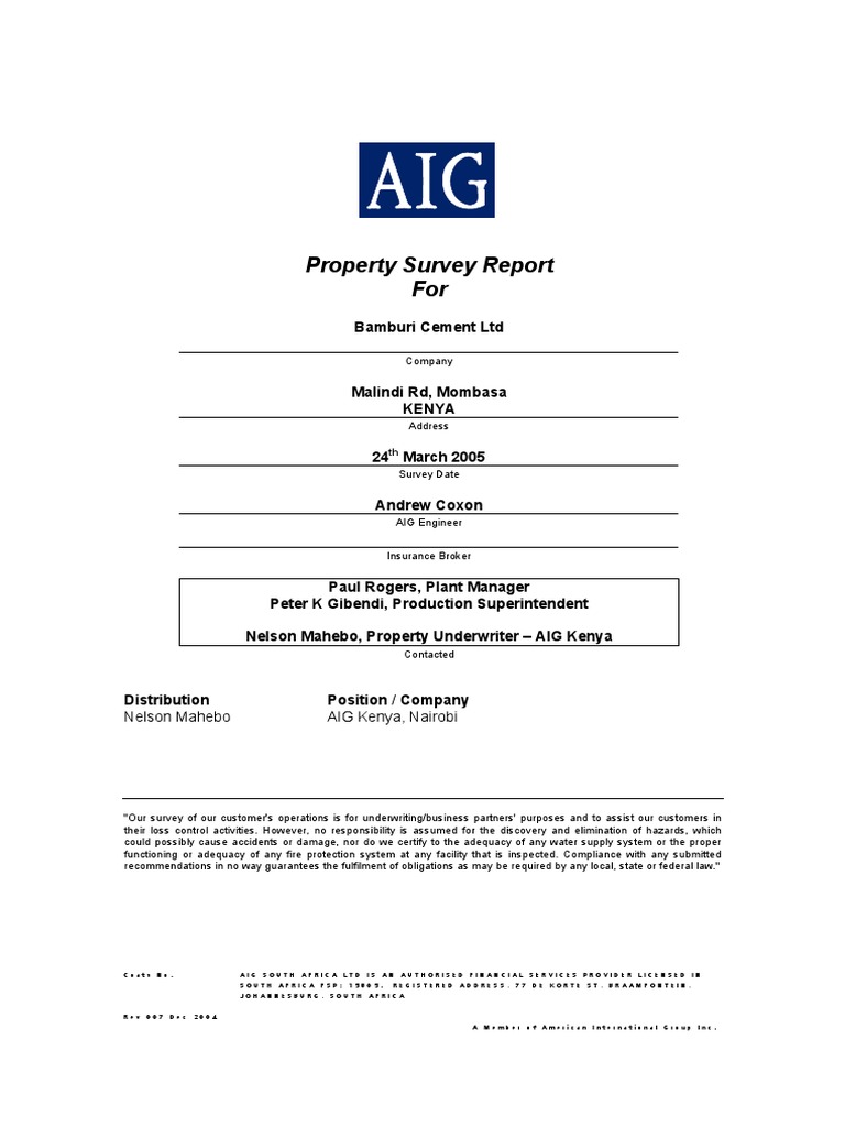 Fire Survey Report | PDF | American International Group | Fire ...