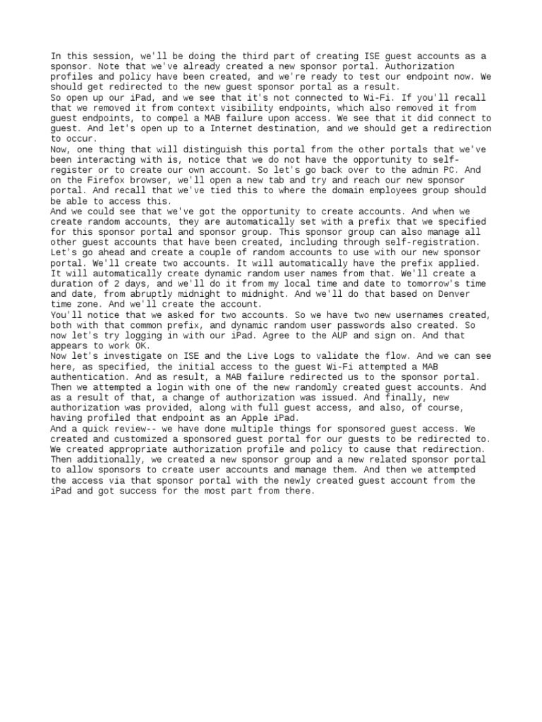 Creating ISE Guest Accounts Guide | PDF | User (Computing) | Login