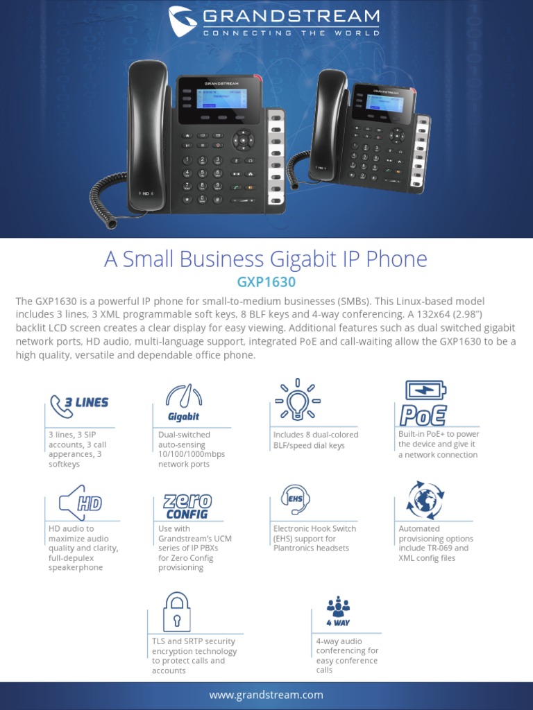 Gigabit IP Phone for SMBs - GXP1630 | PDF | Session Initiation Protocol ...