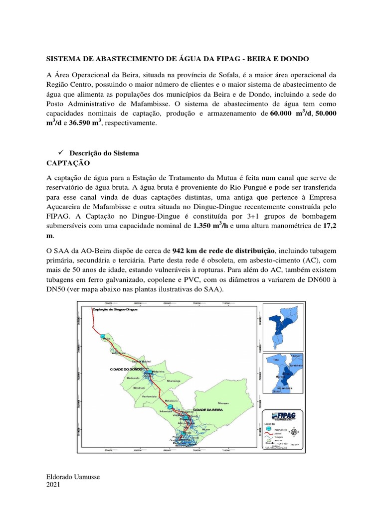 SISTEMA DE ABASTECIMENTO DE ÁGUA DA FIPAG-Beira e Dondo | PDF
