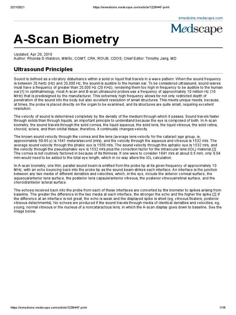 An Overview of A-Scan Ultrasound Biometry: Principles, Instrumentation, and Clinical ...