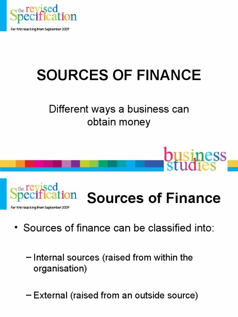 Sources of Finance: Different Ways A Business Can Obtain Money | PDF ...