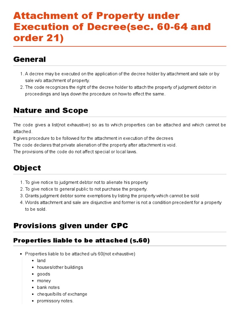Attachment of Property in CPC | PDF | Property | Private Law