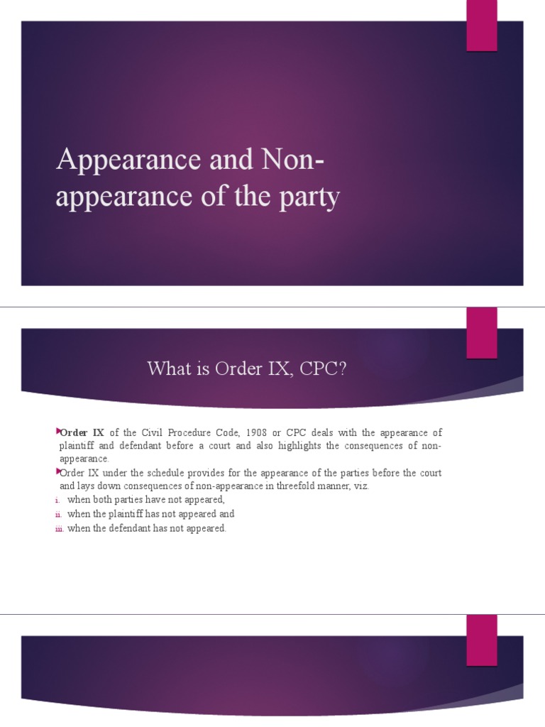 Appearance and Non-Appearance of The Party | PDF | Ex Parte | Lawsuit