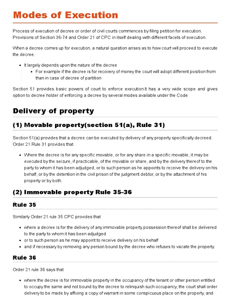 Modes of Execution | PDF | Judgment (Law) | Arrest