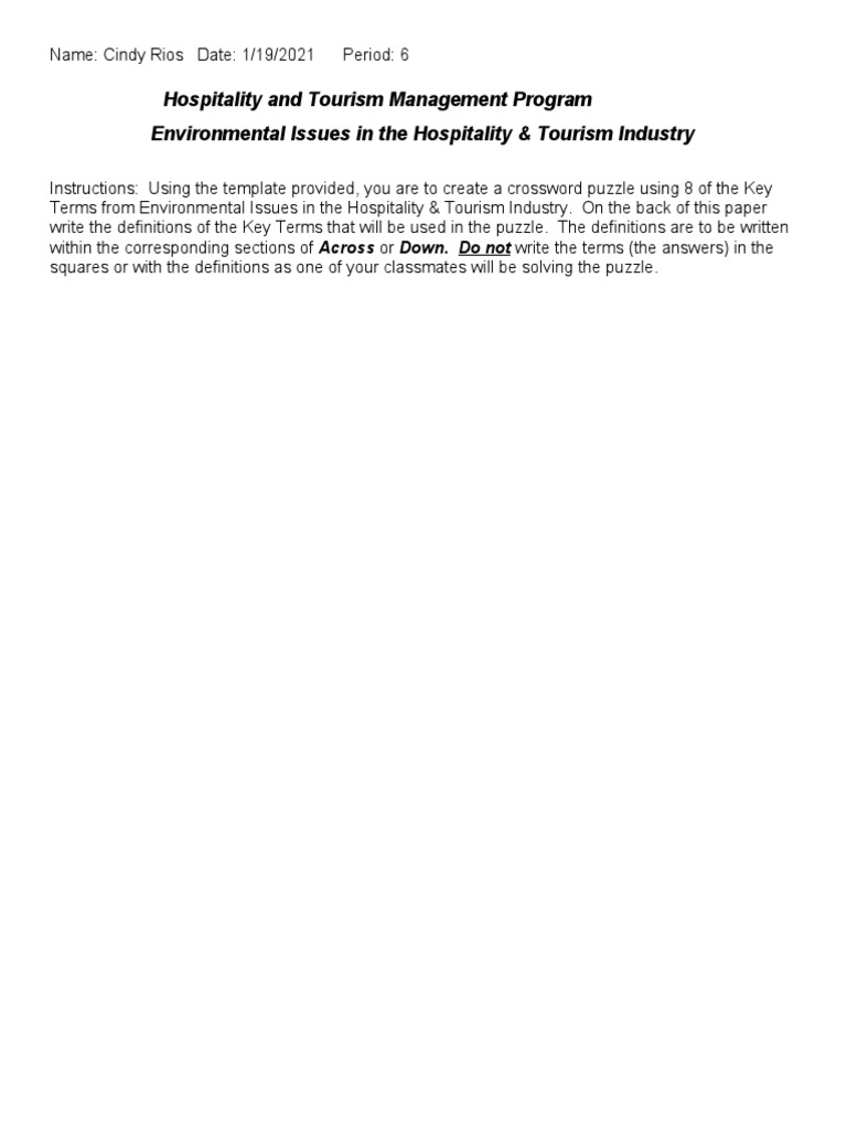 Crossword Puzzle-Environmental Issues | PDF | Sustainability ...