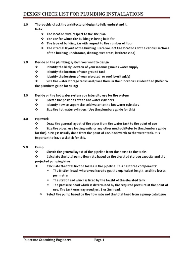 Design Steps For Plumbing | PDF