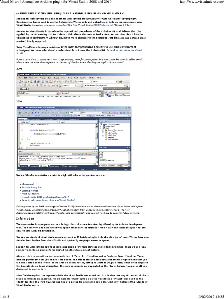 Arduino Plugin For Visual Studio 2008 and 2010 | PDF | Arduino | Microsoft Visual Studio