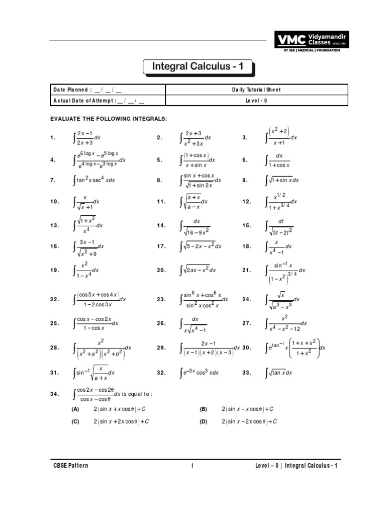 Integral Calculus-1 - Workbook | PDF | Differential Calculus | Subtraction