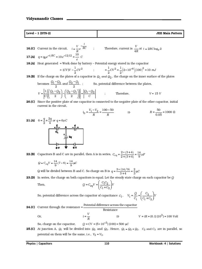Capacitors - Level-1 - dts-2 Solutions | PDF | Capacitance | Capacitor