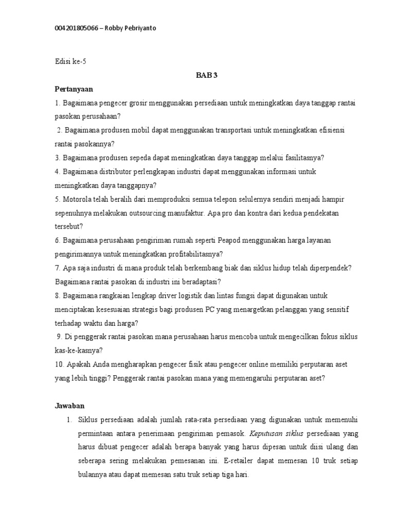 SCM Choprah Bab3 & Bab5 Answer | PDF