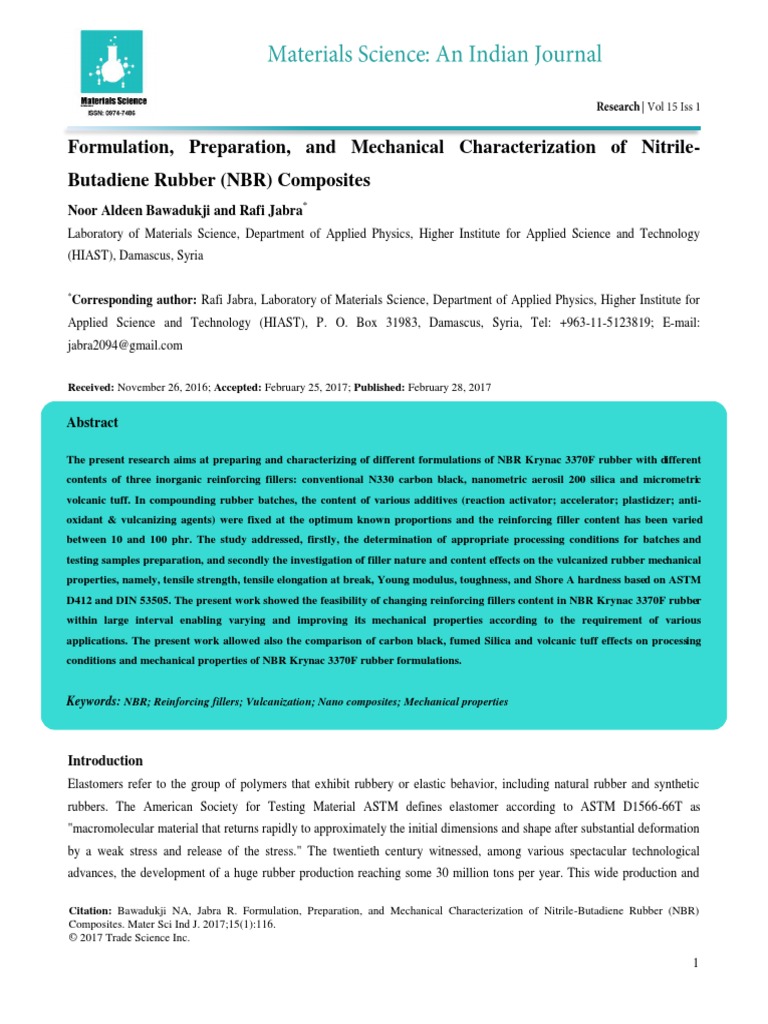 Formulation Preparation and Mechanical Characterization of ...