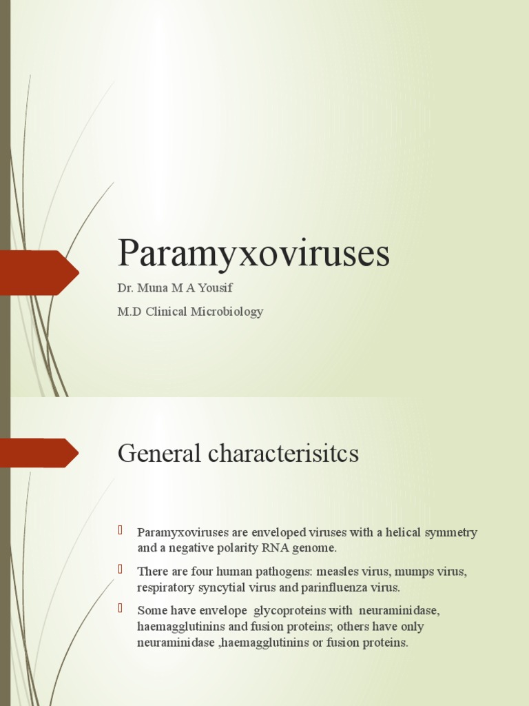 Paramyxoviruses: Dr. Muna M A Yousif M.D Clinical Microbiology | PDF ...