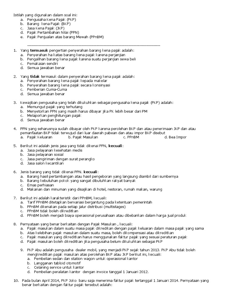 Soal Latihan UAS Perpajakan 1 | PDF