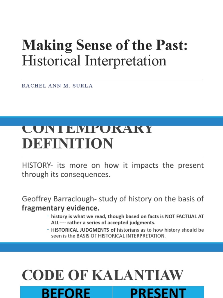 Making Sense of The Past:: Historical Interpretation | PDF | Science ...