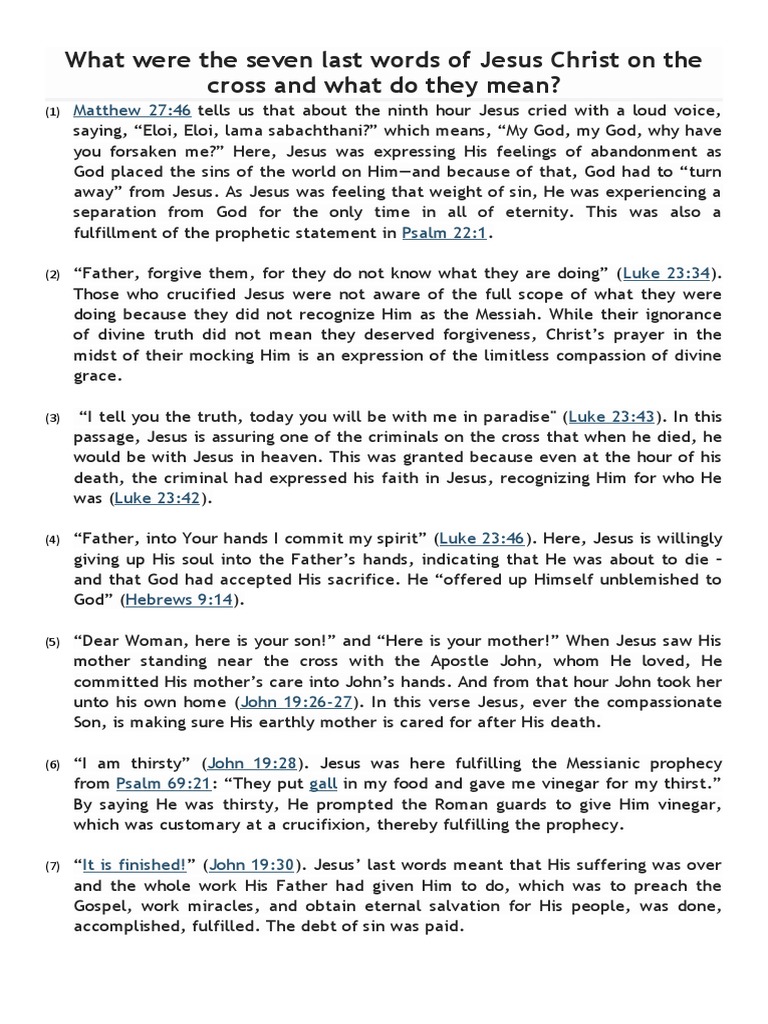 Seven Last Words | PDF | Jesus | Religious Belief And Doctrine