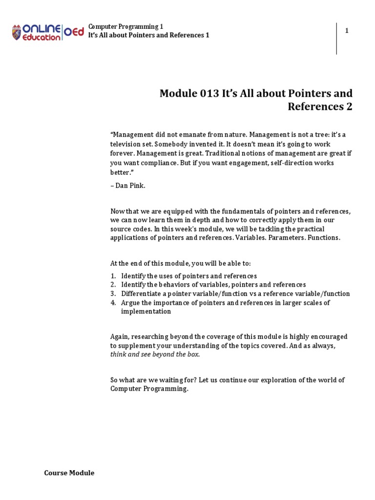 It's All About Pointers and References 1 | PDF | Pointer (Computer ...