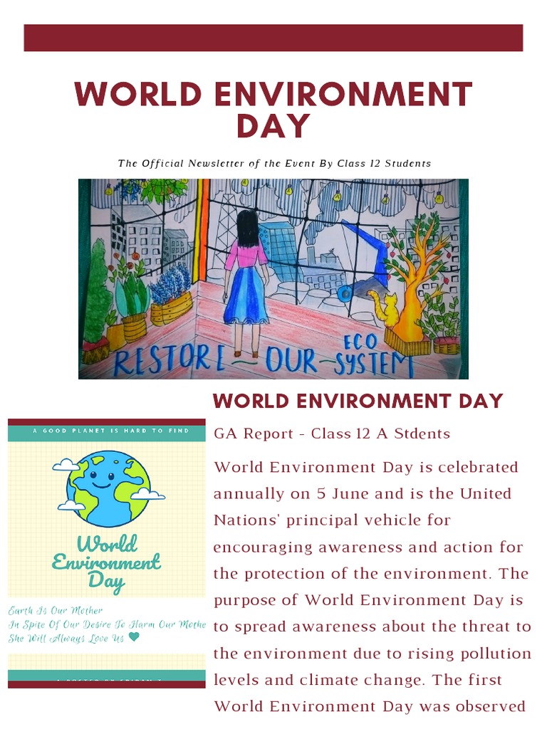 World Environment Day Class 12 Report | PDF | Natural Environment ...