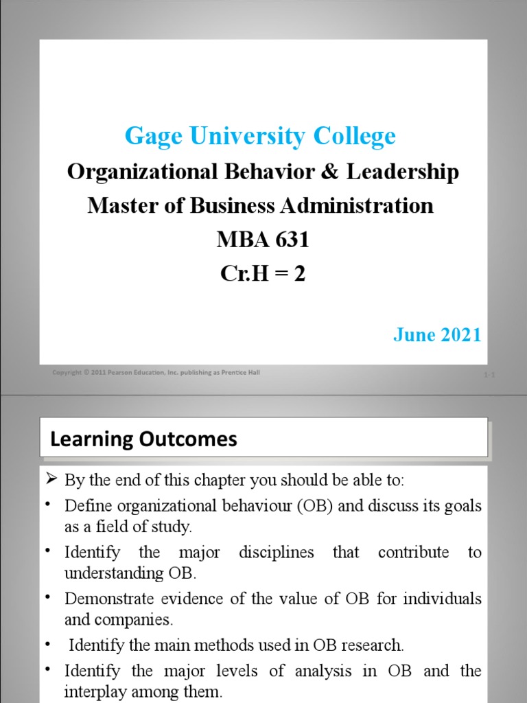 Gage University College: Organizational Behavior & Leadership Master of ...
